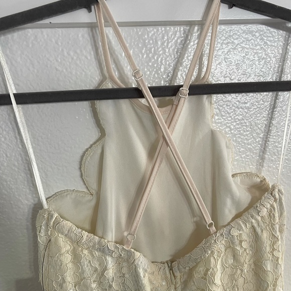 Lulus | Dresses | Lulus Zenith Cream Lace Maxi Wedding Dress Cross ...